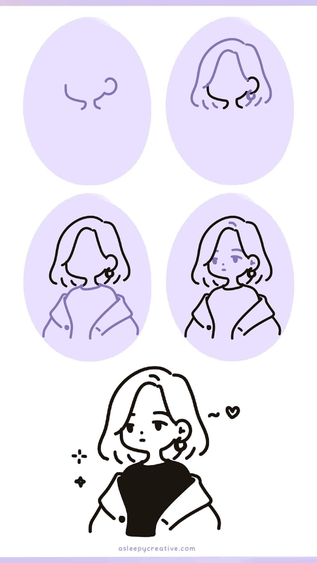 Aesthetic Drawing Ideas : Cute Girls - a sleepy creative