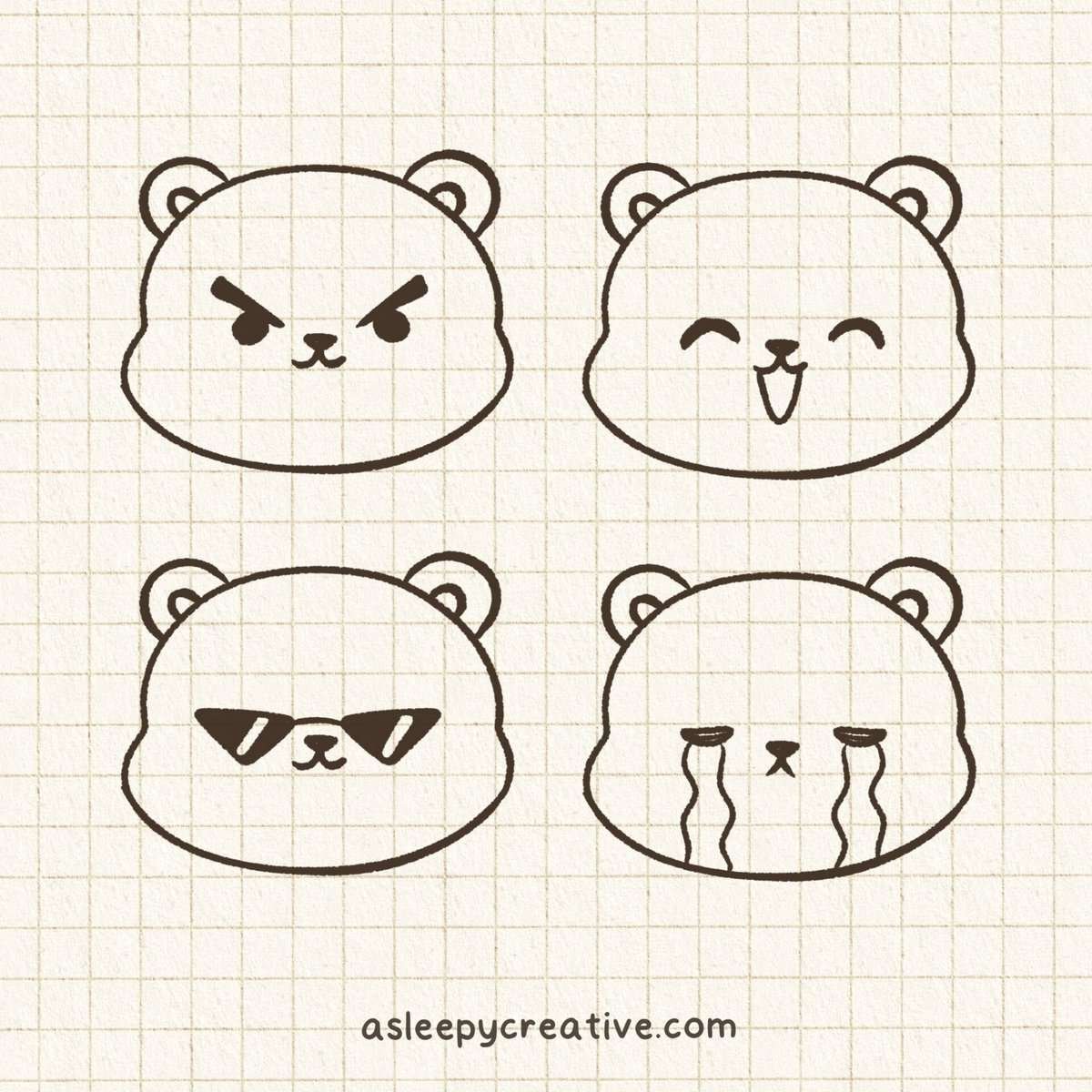 22 Cute and Easy Bear Drawing Ideas - a sleepy creative