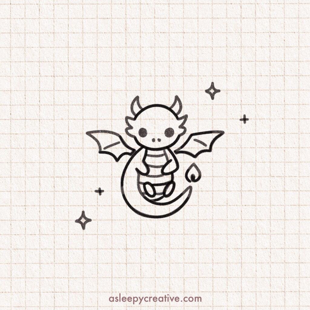 39 Cute and Easy Dragon Drawing Ideas - a sleepy creative