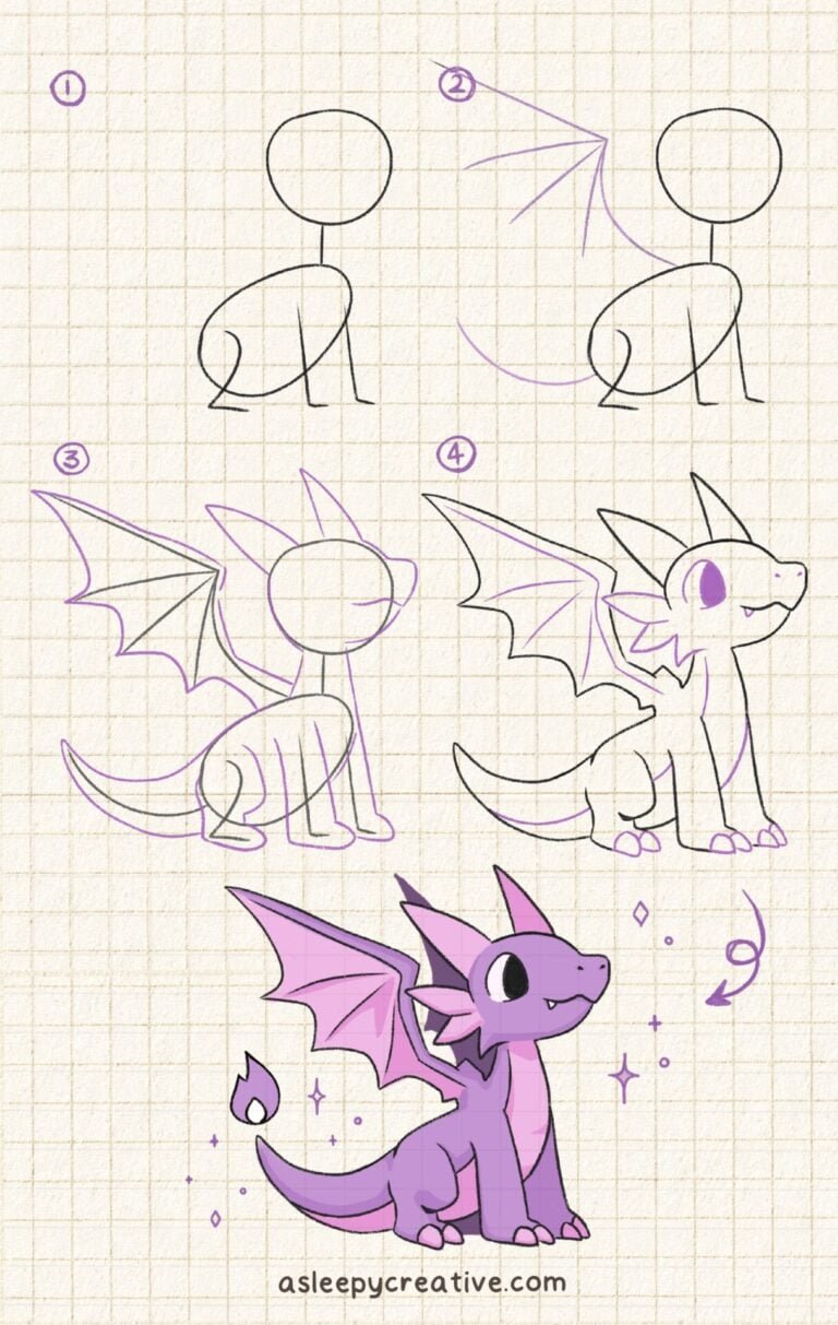 40+ Cute and Easy Dragon Drawing Ideas