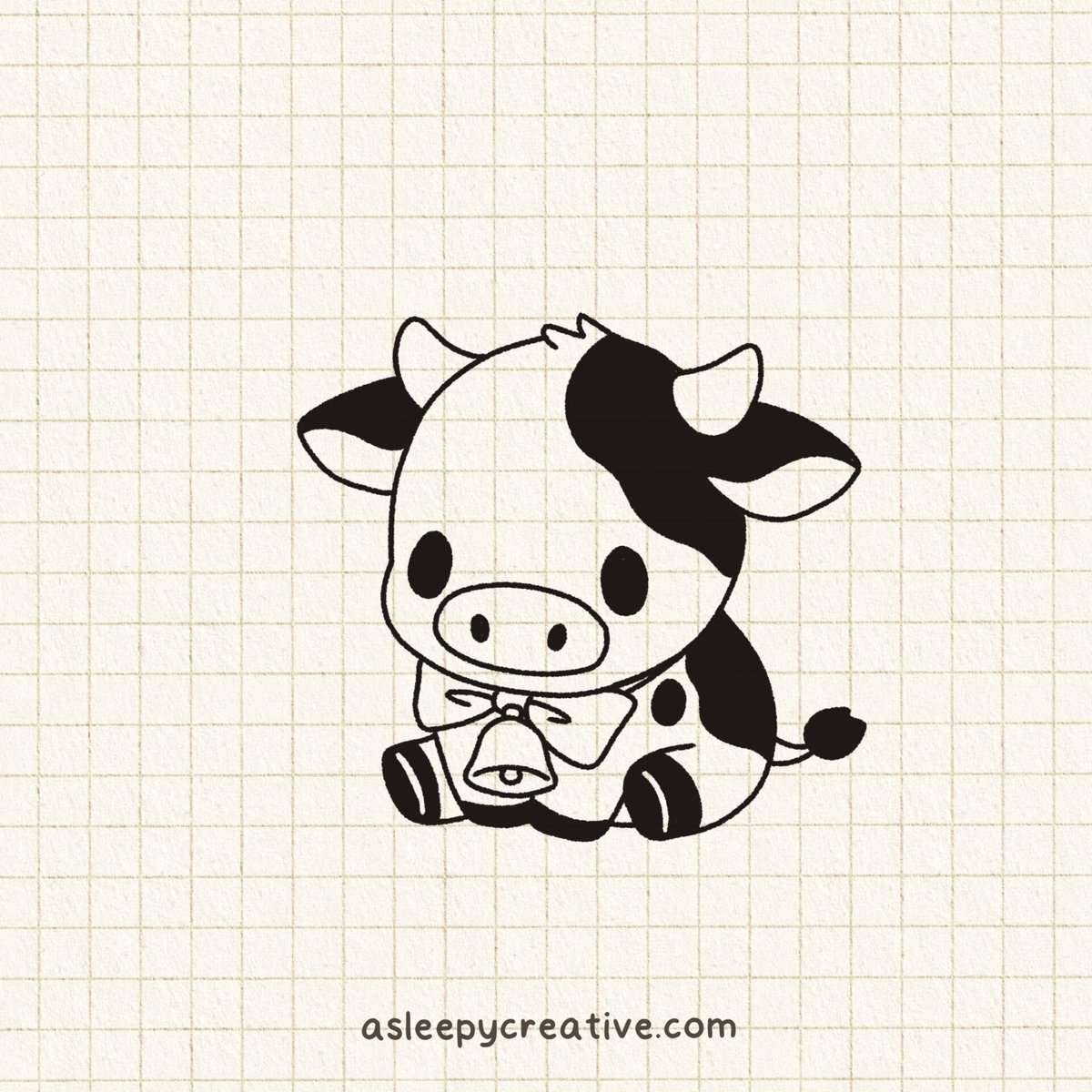 22+ Cute and Easy Cow Drawing Ideas - a sleepy creative