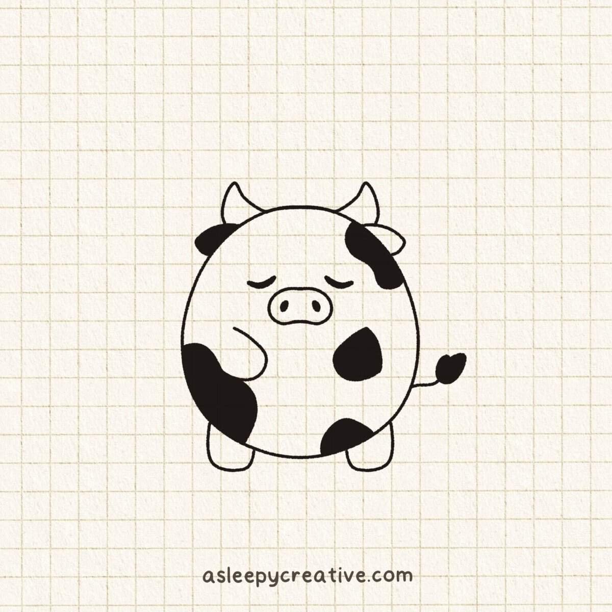22 Cute and Easy Cow Drawing Ideas - a sleepy creative