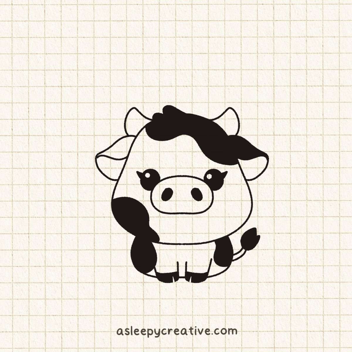 22+ Cute and Easy Cow Drawing Ideas - a sleepy creative