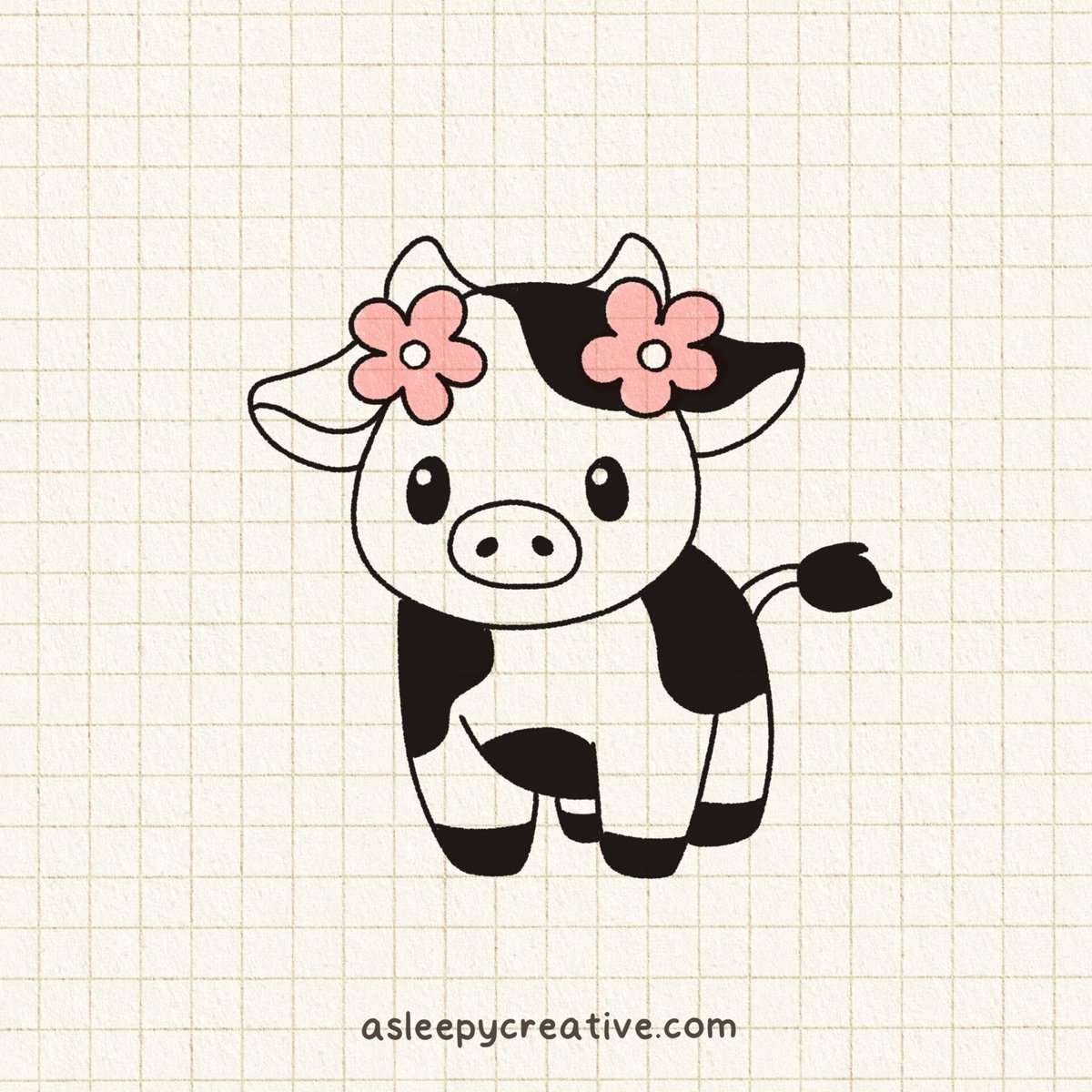 22+ Cute and Easy Cow Drawing Ideas - a sleepy creative