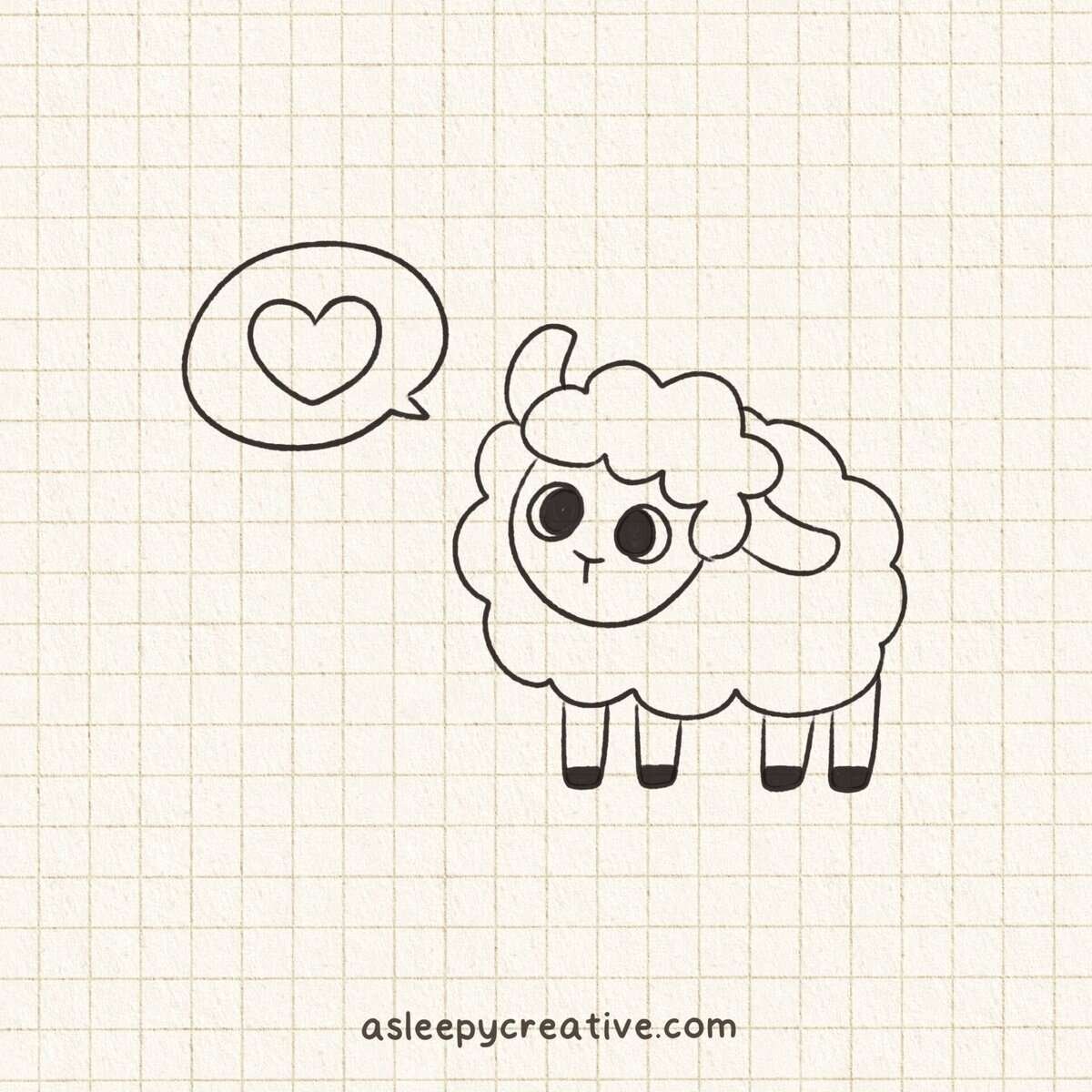 20 Cute and Easy Sheep Drawing Ideas - a sleepy creative