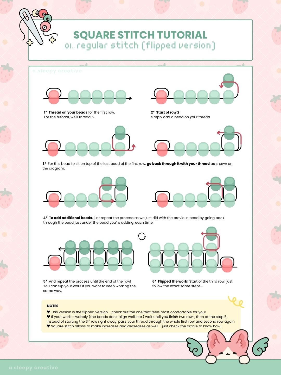 How to Square Stitch: Step-by-Step Beading Tutorial with Increases and ...