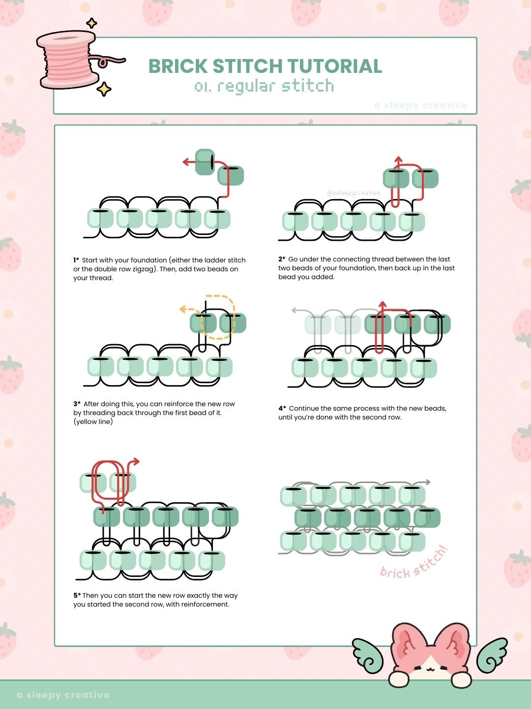 How to Brick Stitch: A Visual Guide (Foundations, Basics, Increases, Decreases) - a sleepy creative